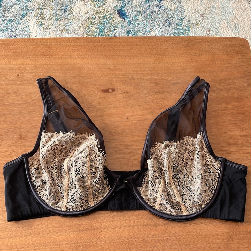 Cacique Veiled Lace Triangle Unlined Plunge Bra 44d - Gem